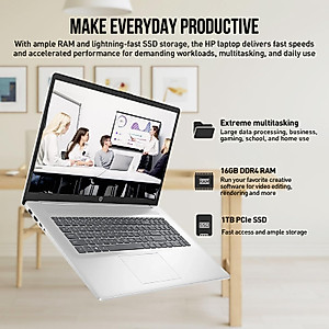 HP 17 Business Laptop Computer, 11th Gen Intel Core i5-1135G7, 17.3" FHD IPS Display, Windows 11 Pro, 32GB RAM, 1TB SSD, Wi-Fi 6, Bluetooth, Webcam, Backlit Keyboard, 32GB Tela USB Card
