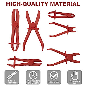 PETCHOR Plastic Hose Clamp Pliers, 6 Pack 3 Size Line Pinch Clamps Set, Flexible Hose Clamps Pliers Kit for Flexible Hoses Fuel Hoses Gas Lines Brake Hoses Radiator Hoses Coolant Hoses, Red