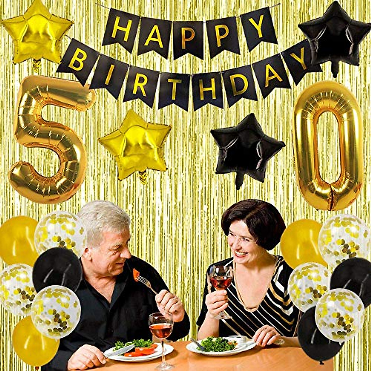 50th Birthday Decorations Gold 50 Balloons - Womens Happy 50th Birthday Decorations Gifts Banner Men Decorations Kit Party Supplies 50 Balloon Number