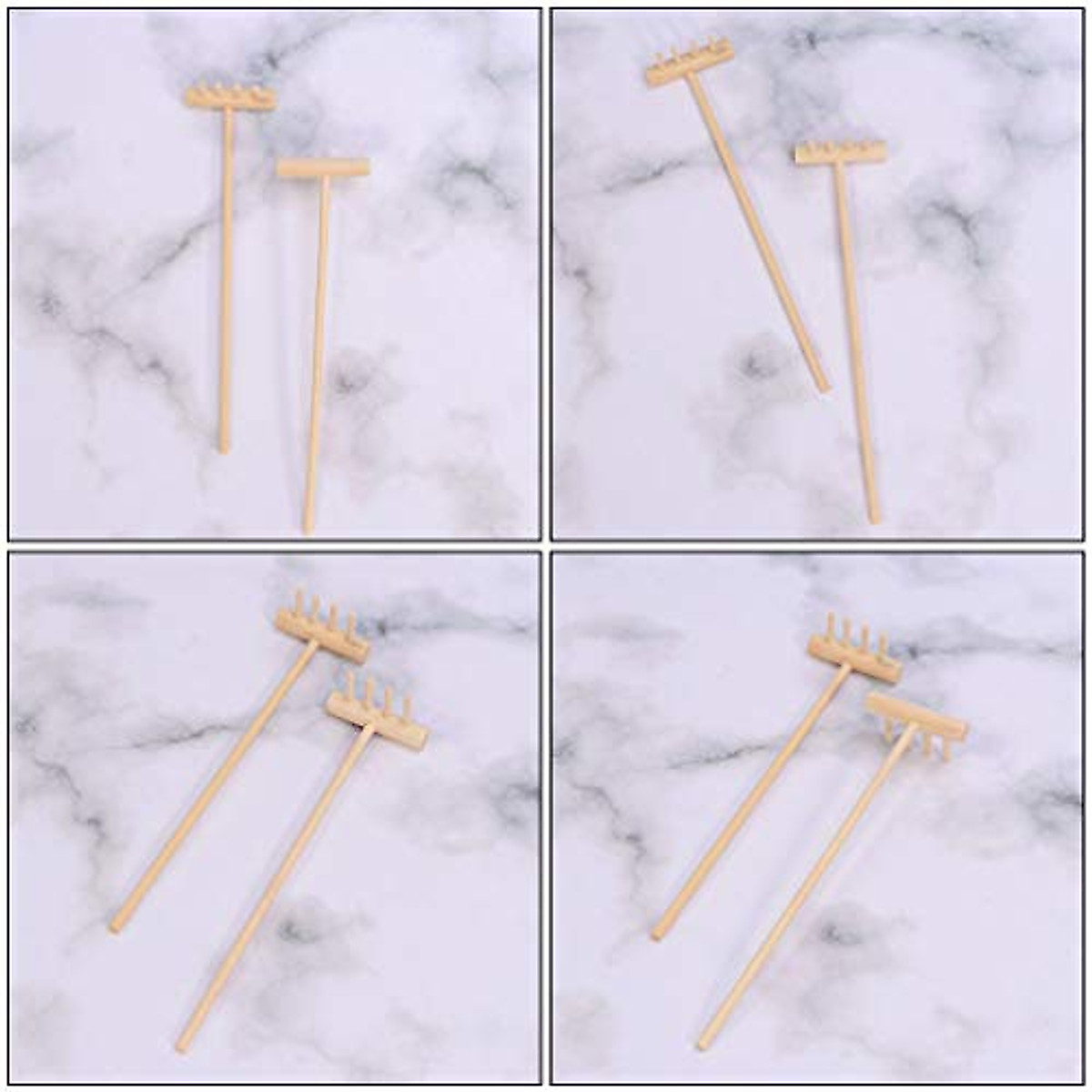 8Pcs Mini Zen Sand Rake Bamboo Rakes Tool Meditation Zen Garden Tools Feng Shui Tabletop Rock Garden Sandbox Kits Japanese Desktop Sand Box Accessories Garden rake 14cm x3. 5cm
