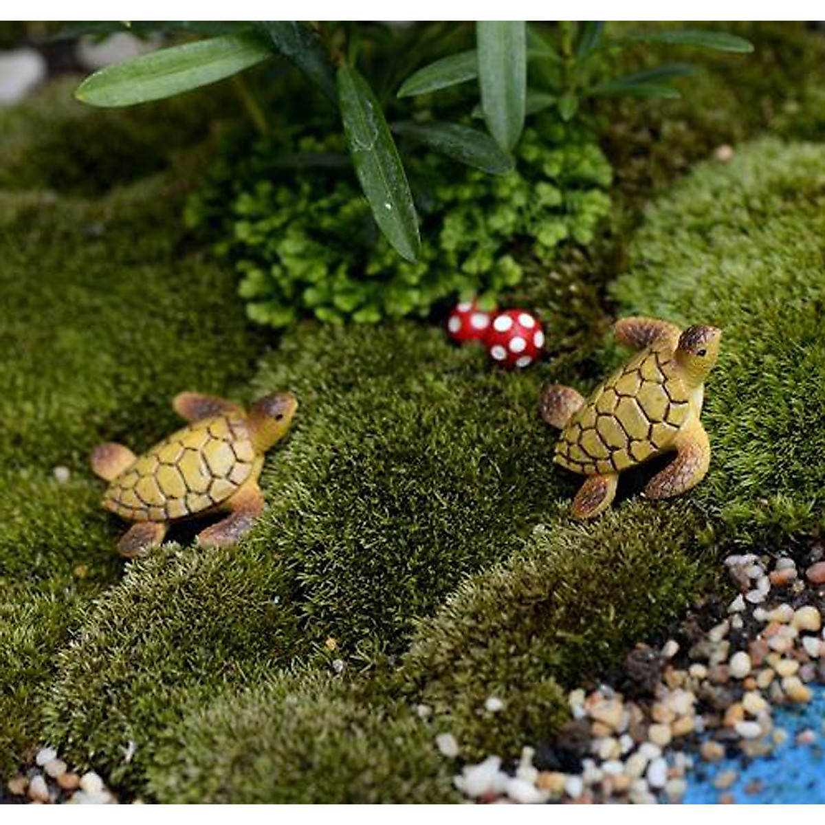SunRise 6pcs Resin Cute Beach Sea Turtle Miniature Figurine Status Micro Landscape Decorations Fairy Gardens Dollhouse DIY Ornaments Decor