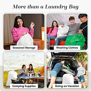 Handy Laundry Nylon Bag - Locking Drawstring Closure, Machine Washable, These Large Bags Will Fit a Laundry Basket and Strong Enough to Carry up to Two Loads of Clothes. (White | 30" x 40")