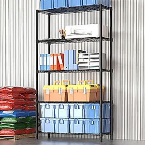 SINGAYE 5-Shelf Adjustable, Heavy Duty Storage Shelving Unit (350 lbs Loading Capacity per Shelf), Steel Organizer Wire Rack, Black (36" W x 14" D x 72" H)