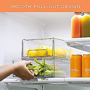 Sorbus Fridge Drawers - Clear Stackable Pull Out Refrigerator Organizer Bins - Food Storage Containers for Kitchen, Refrigerator, Freezer, Vanity & Fridge Organization and Storage (2 Pack | Medium)
