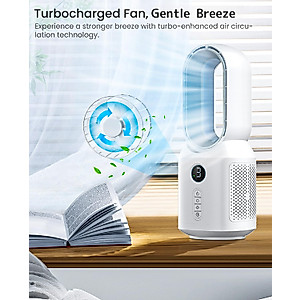 let'me Desk Fan, 106° Oscillating Fan for Indoors,Bladeless Fan with 3 Speeds, Small Office Fan with LED Light, 13 Inch Personal Small Fan for Bedroom Home Office Desktop