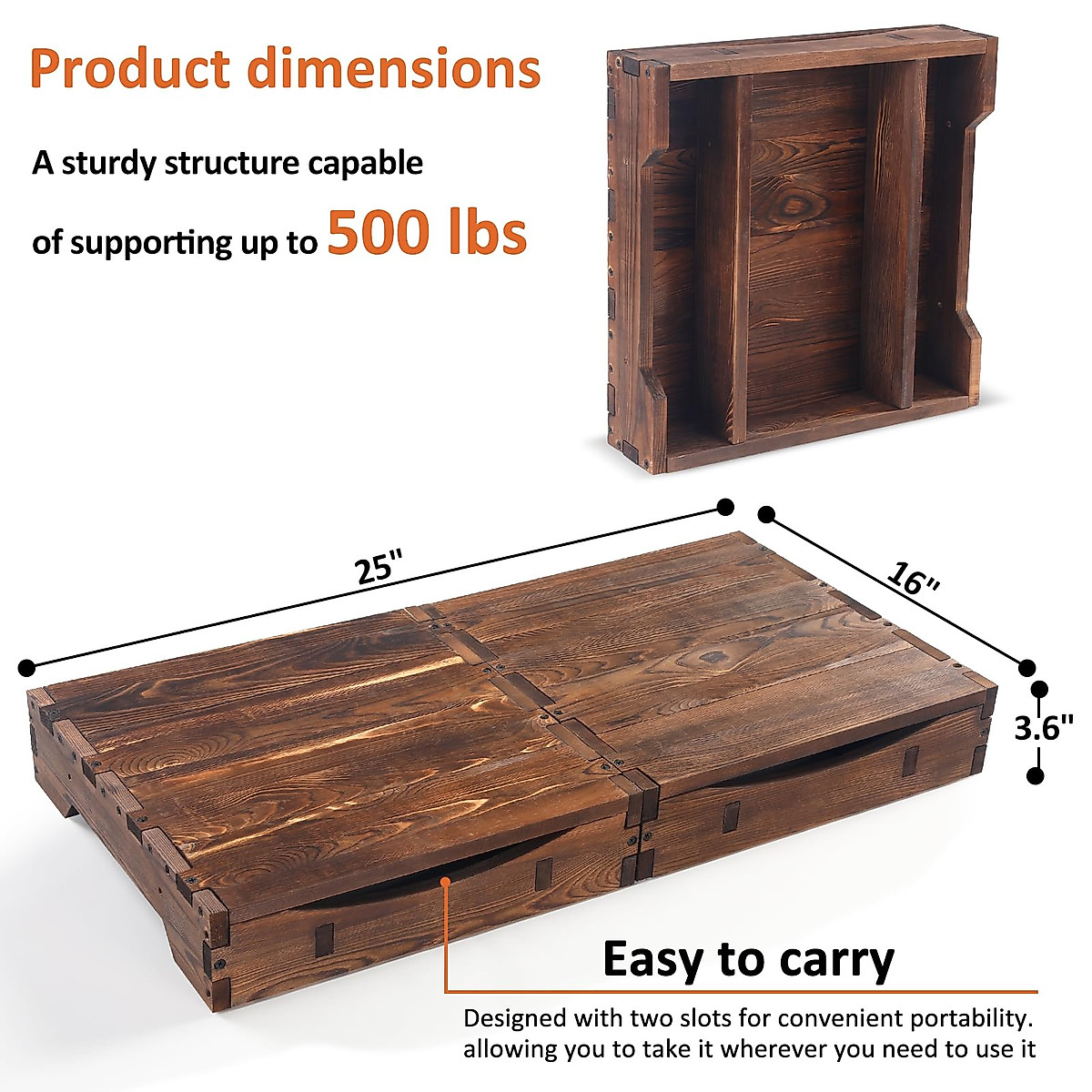 Triceratops Wooden Platform Step Stool for Adults and Kids, Heavy Duty Pine Wood High Riser Step Stool, Wooden Mobility Stepping Stools for Handicap, Bed, Bathroom, Garden, Holds up to 500Lbs