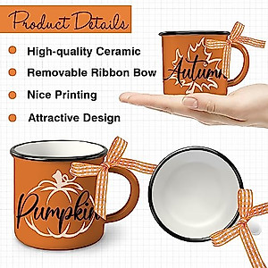 Paayna Hello Fall Mini Coffee Mug Set of 3, Autumn Pumpkin Maple Leaf Mini Coffee Cups for Tiered Tray Decor, Farmhouse Kitchen Coffee Bar Decorations Centerpieces Thanksgiving Housewarming Gift