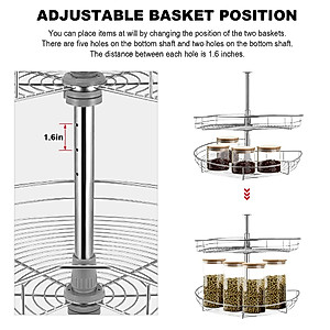 Kidney Chrome Lazy Susan,2 Tier Adjustable Kitchen Corner Cabinet Organizer 32" Blind Corner Shelf for Space Saving Corner Cabinet Blind Shelf