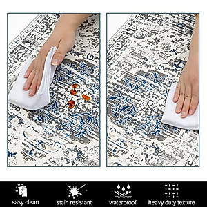 HEBE Boho Anti Fatigue Kitchen Rug Sets 2 Piece Non Slip Cushioned Kitchen Rugs and Mats Kitchen Mats for Floor Waterproof Distressed Kitchen Rug Carpet Runner for Sink Laundry Office