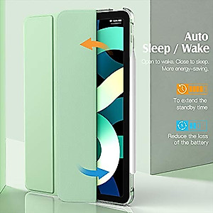 TiMOVO Case for New iPad Air 4 10.9" 2020, iPad Air 4th Generation Case, Support 2nd Gen Apple Pencil Charging, Trifold Stand Translucent Frosted Back Protective Case & Auto Wake/Sleep - Green