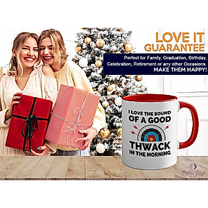 Archery 2Tone Red Mug 11oz - Thwack in the morning - Archery Shot Trainer Crossbow Compound Bow Hunting Arrow