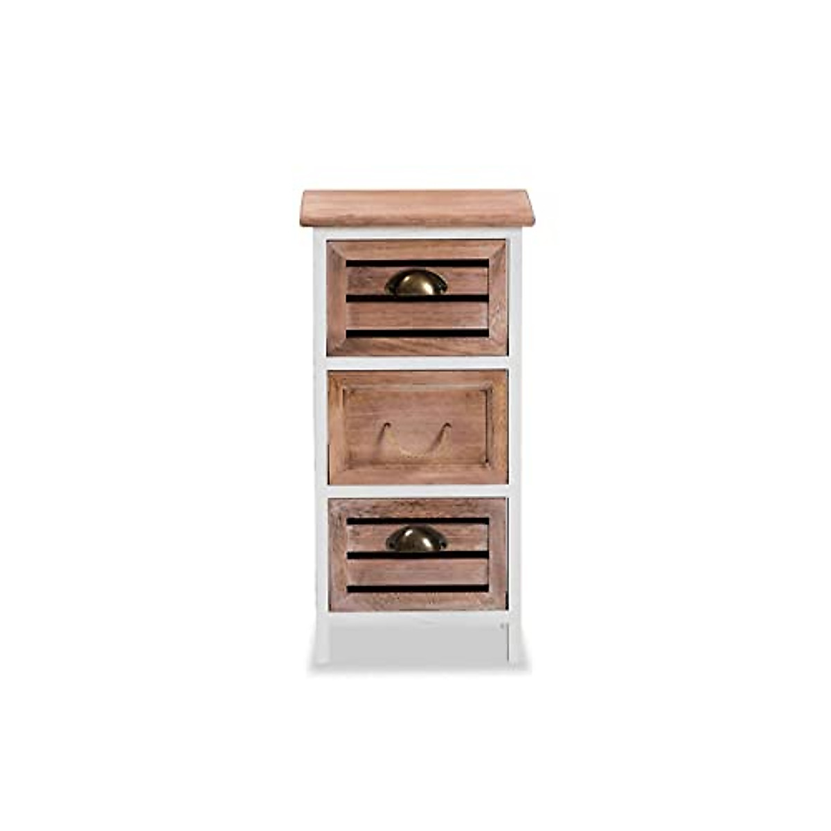 Baxton Studio Palta Modern and Contemporary Two-Tone White and Oak Brown Finished Wood 3-Drawer Storage Unit