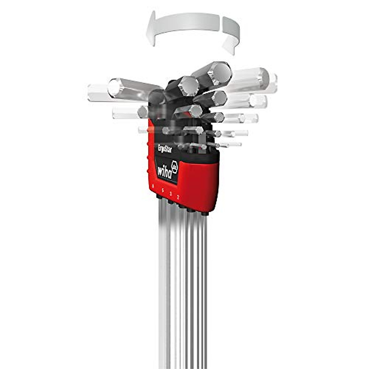 WIHA 66982 ErgoStar Ball End Hex L-Key, Inch and Metric, 22-Piece