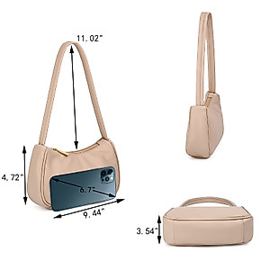 UTO Mini Purses for Women Ultra Soft Leather Vegan Lightweight Clutch Handbag Shoulder Bag Apricot