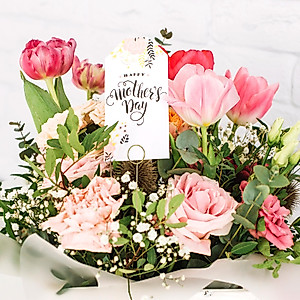 Bremorou 20 Pcs Flower Card Holder Stick Floral Card Holder Picks Round Photo Memo Holder Pick 12 Inch Gold Floral Card Holder Clip Wire Place Card Holder For Wedding Birthday Cake Party Favor