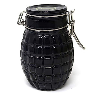 Grenade Shaped Colored Glass Airtight Container (250mL, Black)
