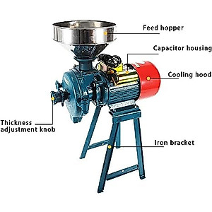 Electric Grain Grinder Mill,220V 2200W Commercial Corn Mill Grinder Machine Feed Mill Wheat Grinder,Electric Dry Cereals Grinder with Funnel