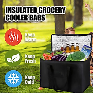 Insulated Food Delivery Bag Cooler Bags Insulated for Travel Pizza Delivery Bags for Cold and Hot Food Insulated Bags for Camping Black 1-Pack (12.5 * 8.5 * 10inch)