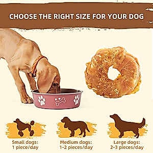 Jungle Calling Dog Treats Long Lasting, Rawhide Chews for Dogs, Chicken Wrapped Rawhide Donuts, Chewy Snacks for Medium Large Dogs