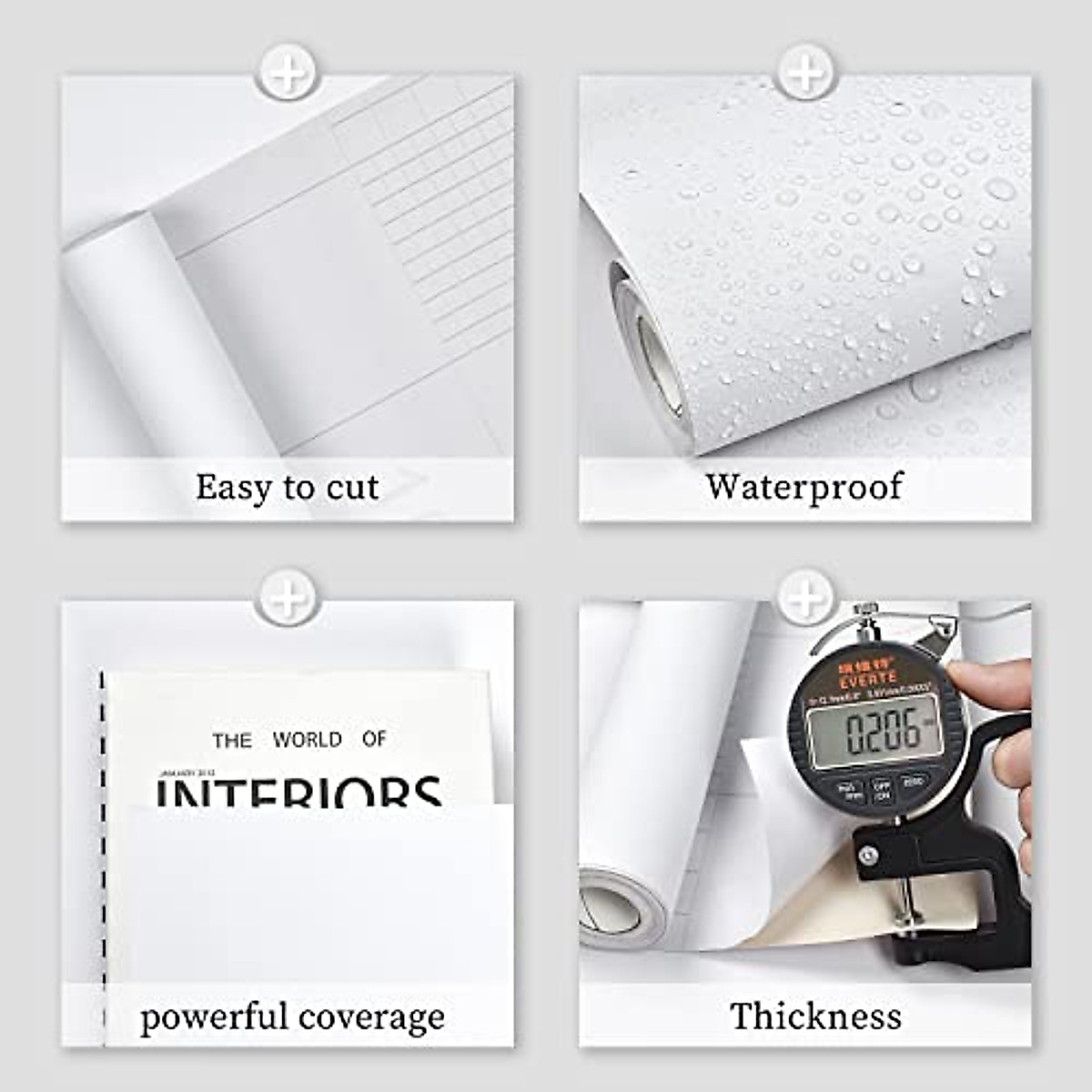 Aniboo White Contact Paper Matte White Peel and Stick Wallpaper for Bedroom Removable Wallpaper Self-Adhesive Solid Contact Paper for Cabinets Countertops Shelf Liner Drawer Waterproof 15.7"x78.7"