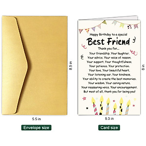 Chenive Birthday Card for Friend, Best Friend Birthday Card, Poem Birthday Card for Bestie BFF Soulmate, Happy Birthday to A Special Best Friend