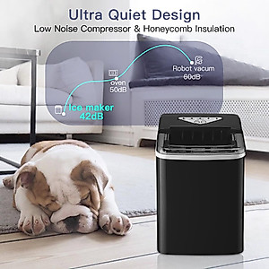 rosmena Countertop Ice Maker, 30lbs/24H Small Ice Machine with Self-Cleaning, Portabe Bullet Ice Maker, 9 Cubes in 6 Mins, 2 Size Option, with Ice Basket/Scoop for Home/Kitchen/Bar/RV (Black)