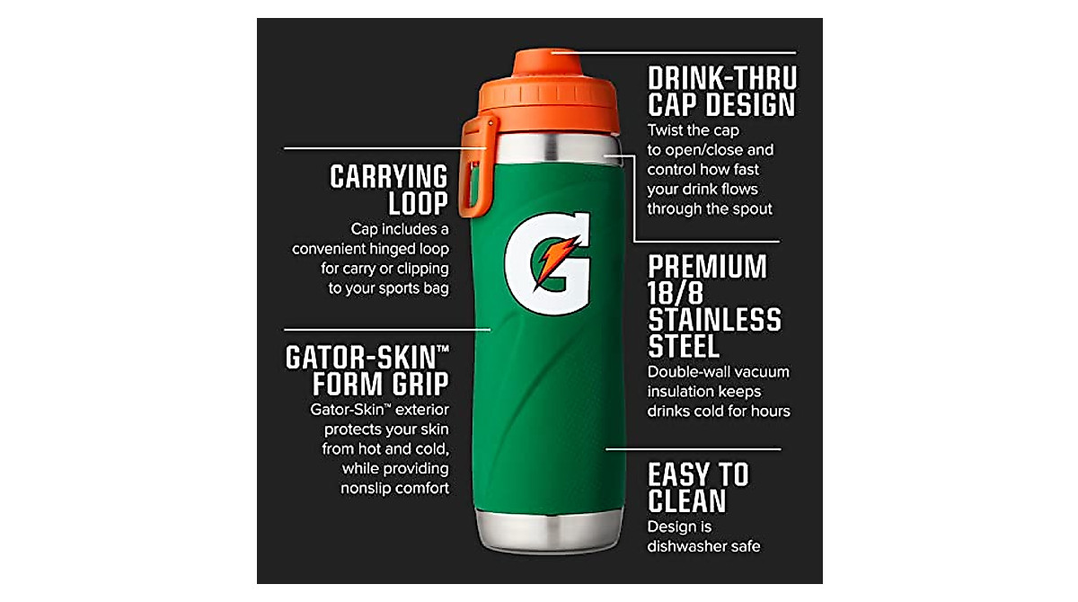 Gatorade Stainless Steel Sport Bottle - Keep Drinks Cold!
