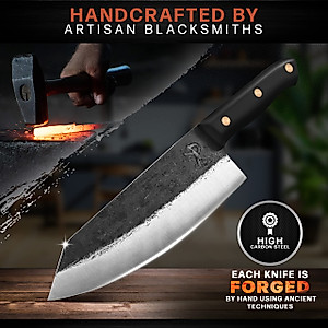 Kitchen perfection Handmade Chefs Knife - Extremely Sharp Kitchen Knife 8 Inch Professional Culinary Knife -Hand Sharpen Chopping Knife Meat Knife Kitchen For Men - High Carbon Steel w/Leather Sheath