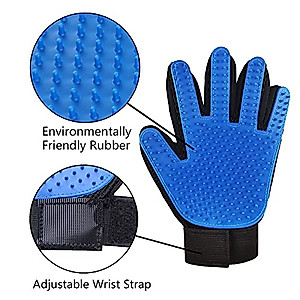FEILIBI Pet Grooming Gloves for Efficient Hair Removal Long & Short Fur and Gentle Deshedding Brush and Massage for Dogs&Cat-(1Pair Left & Right Hand), 9 X 7 X 0.7inches
