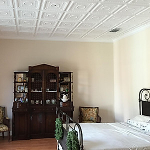 A La Maison Ceilings R47 Romanesque Wreath Foam Glue-up Ceiling Tile (21.6 sq. ft./Case), Pack of 8, Antique Bronze