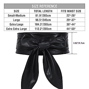 WHIPPY Women Obi Belt Fashion Wrap Around Wide Waistband Knotted Cinch Belt for Dress, Black, L