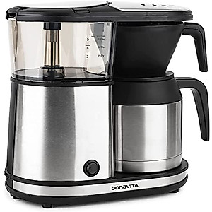 Bonavita 5 Cup Drip Coffee Maker Machine, One-Touch Pour Over Brewing w/ Double Wall Thermal Carafe, SCA Certified, 1100 Watt, BPA Free, Dishwasher Safe, Stainless Steel, BV1500TS