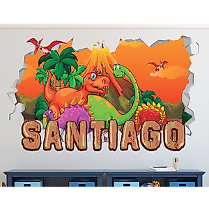 Kyle Cornhole Dinosaur Wall Decals Custom Name - Dinosaur Stickers Nursery Decor - Green