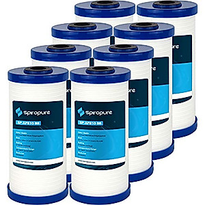 SpiroPure SP-AP810-BB 10x4.5 5 Micron Grooved Melt-Blown Polypropylene Sediment Water Filter Cartridge AP810 (Case of 8)