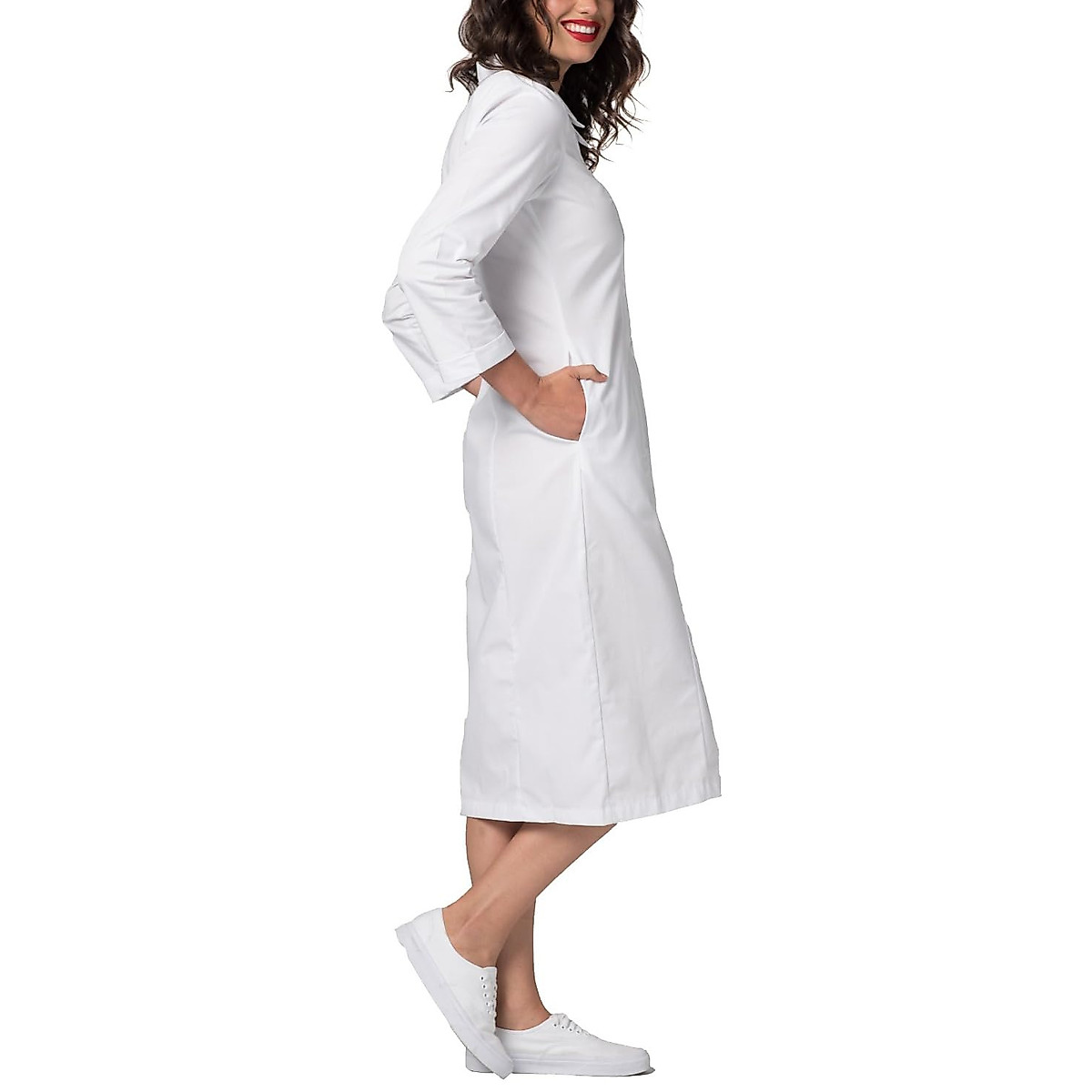 Adar Uniforms Universal Scrub Dress for Women - Embroided Collar 2801 White 8