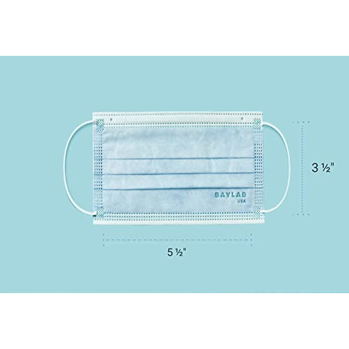 BAYLAB USA ASTM Level 3 Kid Size Disposable 3-Layer Face Masks, Bay Blue, Pack of 50