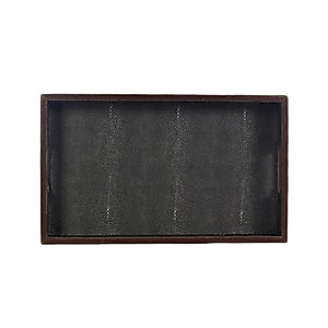 Graphite Sting Tray — Large — by Alice Lane Home Collection — Striking Graphite Color — Decorative Tray — Coffee Table, Office — Opposing Open Handles