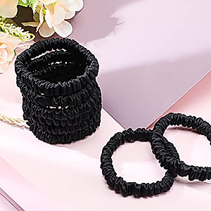 9 Pieces Silk Hair Ties Silk Hair Scrunchies Skinny Silk Scrunchies Pure Silk Ponytail Holder Silk Hair Accessories for Women Girls 9 Colors (Black,Classic Style)