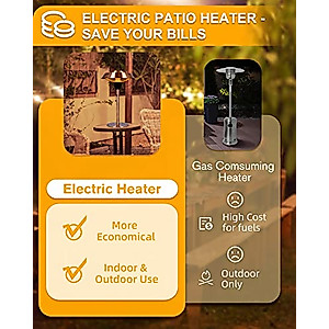 Star Patio Electric Patio Heater, Outdoor Heater, 1500W Infrared Heater with Brush Copper Finished, Tip-Over Protection, Electric Tabletop Heater, IP44 Waterproof, STP1566-CT-B