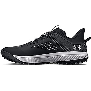 Under Armour Mens Yard Low Turf Baseball Shoe, (001) Black/Black/White, 10.5 US