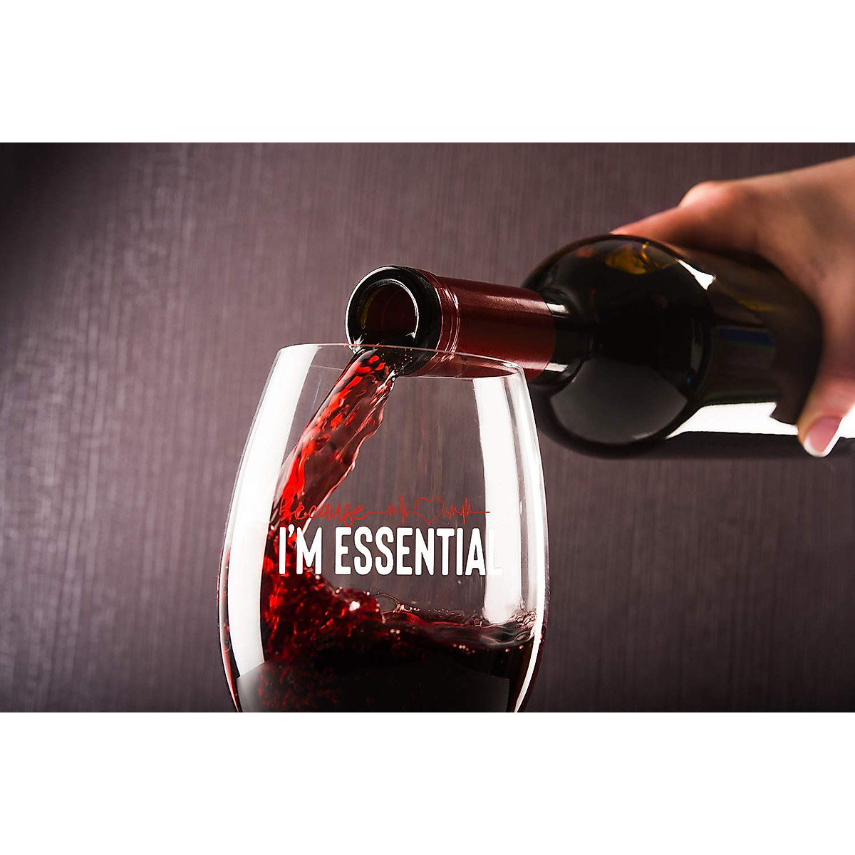 Because I'm Essential 15oz Stemless Crystal Wine Glass - Nurse Graduation Ideas - Funny Registered Nurses Appreciation Week - CBT Wine Glasses