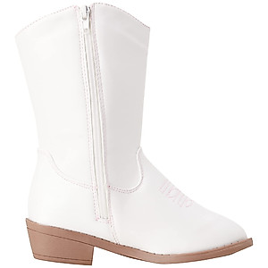 bebe Girls' Cowgirl Boots - Classic Western Cowboy Boots - Mid Calf Boots for Toddlers, Little and Big Girls (5T-7), Size 2 Little Kid, Pink/White