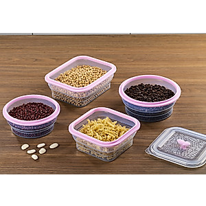 Pristain Platinum 100% Silicone Food-grade Plastic-free Collapsible Container- Microwave-safe, Dishwasher-safe, Environment-friendly (Orchid Pink)