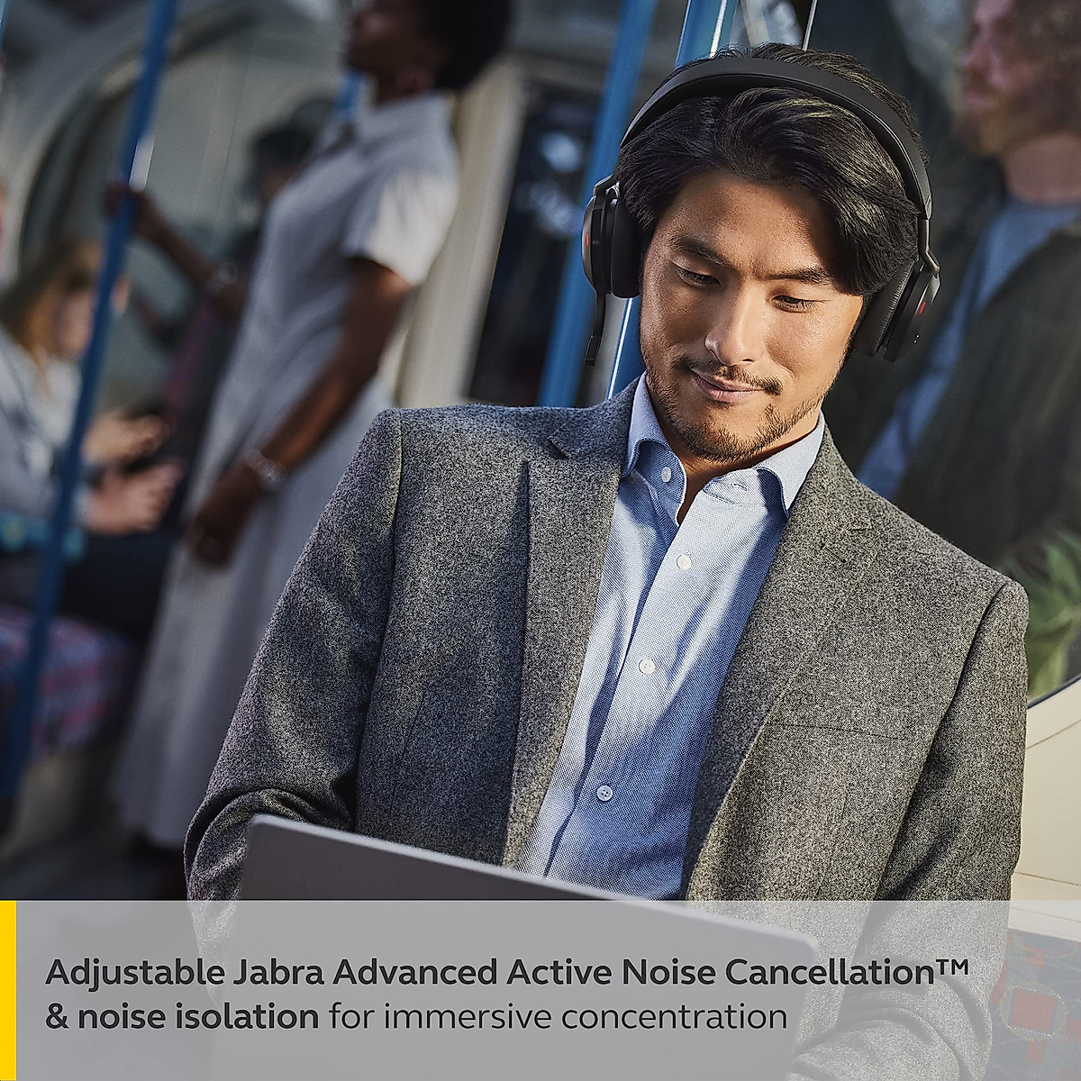 Jabra Evolve2 75 PC Wireless Headset with Charging Stand and 8-Mic Technology - Dual Foam Stereo Headphones with Advanced Active Noise Cancelling, USB-C Bluetooth Adapter and UC Compatibility - Black