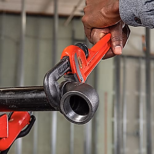 RIDGID 31020 Model 14 Heavy-Duty Straight Pipe Wrench, 14-inch Plumbing Wrench, Red