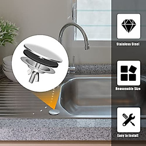 KIBBEH 2 Pcs Sink Hole Cover for Kitchen Stainless Steel Faucet Hole Cover,Sink Plug Stopper Kitchen,Blanking Metal Plug(Silver)…