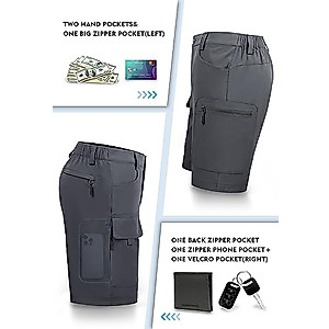 Hiauspor Men's Hiking Cargo Shorts 9"/10" Quick Dry Lightweight Waterproof for Golf Tactical Fishing Casual with 6 Pockets (Dark Grey, 36)