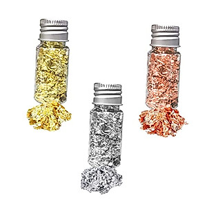 Hemoton 3 Gold Foil Nail Glitter Sequins Foil Nail Chip Glitter Gold Flake Sheets Girls Suit Glitter Set Flakes for Nails Decorative Foil Paper Baking Foil Paper Nail Flakes Blade