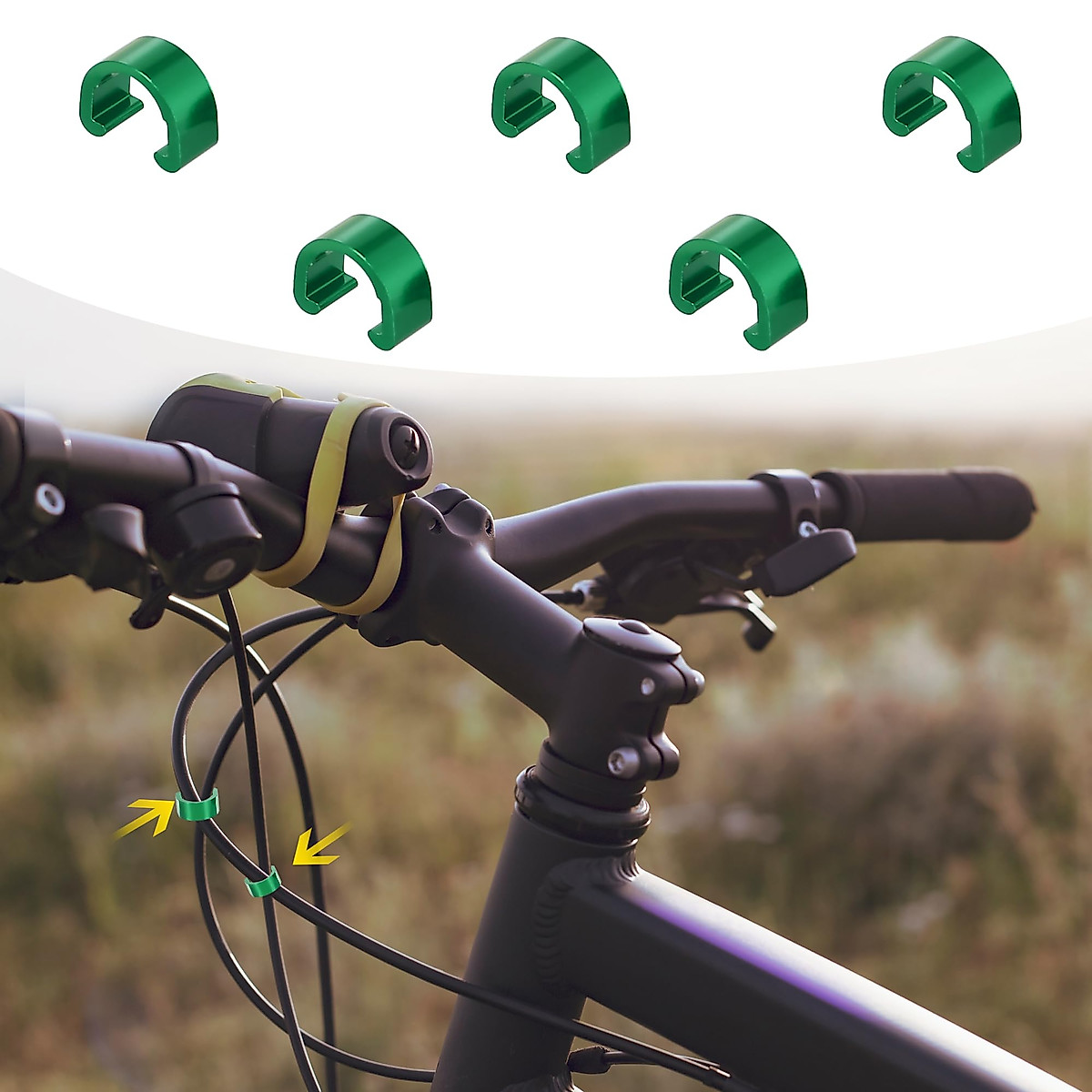 X AUTOHAUX 5Pcs Road Bicycle Moutain Bike MTB Brake Cable Derailleur Line Case Aluminum Alloy C Shape Buckle Clasps C Shape Clips Outdoor Cycling Parts Green