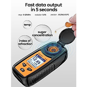 Aicevoos Digital Sugar Brix Refractometer brix Meter Automatic Temperature Compensation Range 0-35%，±0.2% Precision, Perfect for Fruits, Juices, Vegetables, Drinks and Coffee